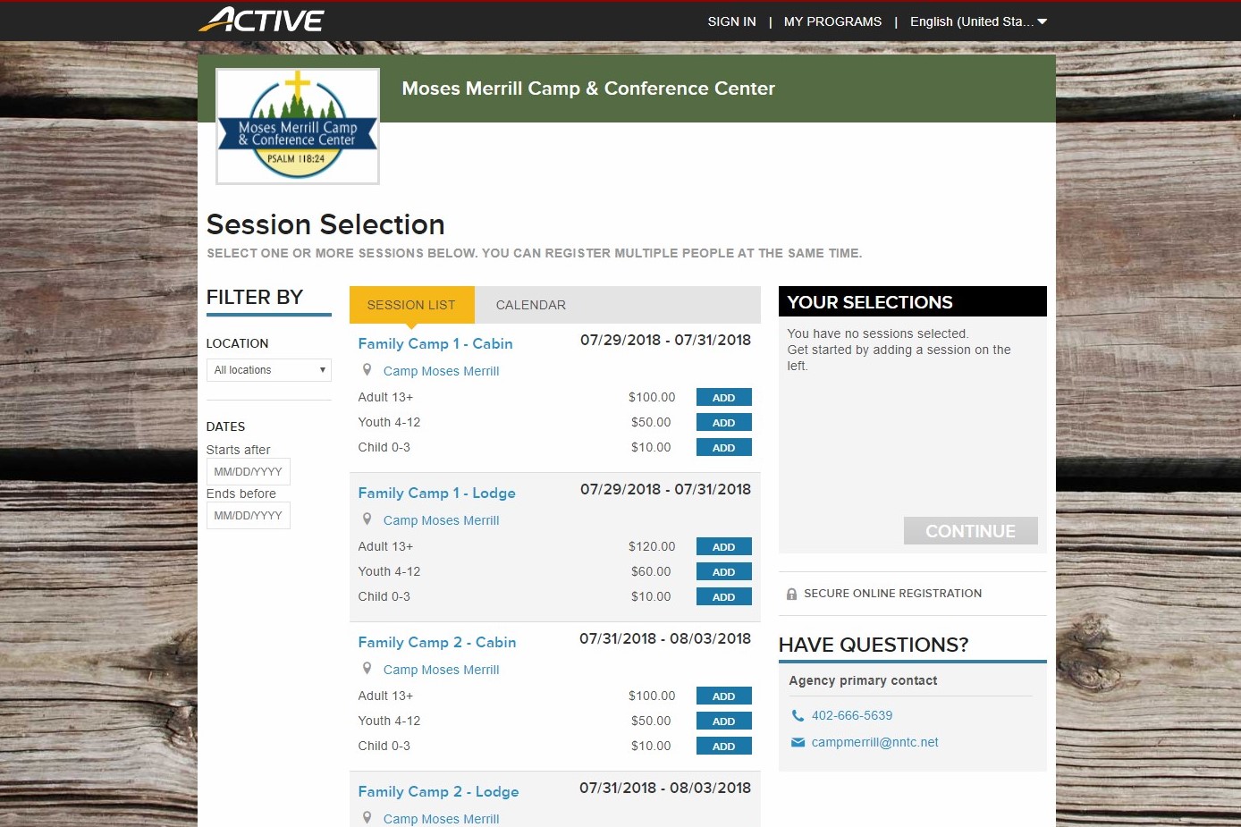 Register for Family Camp – Moses Merrill